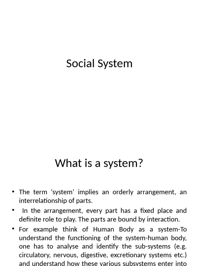 Lecture 3, 4 Social System | PDF | System | Socialization