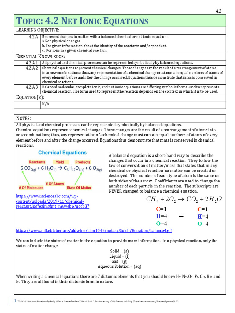 Net Ionic Equations Explained | PDF | Chemistry | Salt (Chemistry)