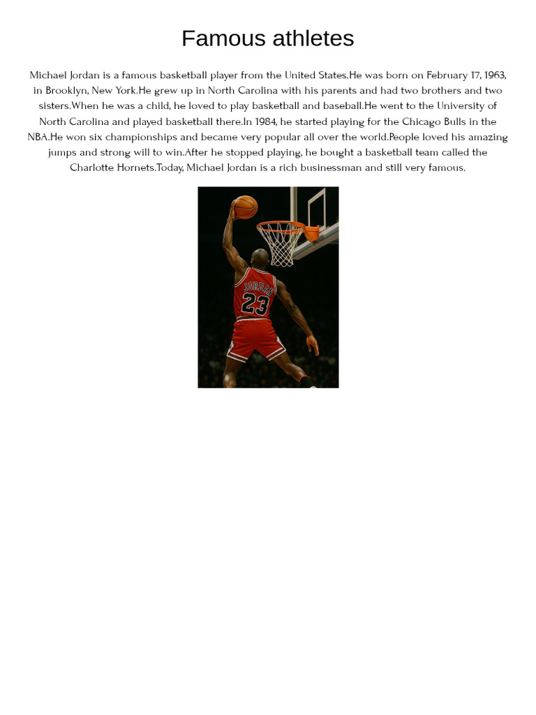Michael Jordan is a Famous Basketball Player From the United States.he ...