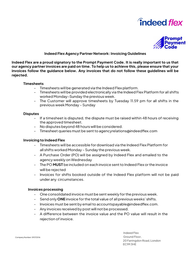 Indeed Flex Agency Partner Network_ Invoicing Guidelines March 2024 ...