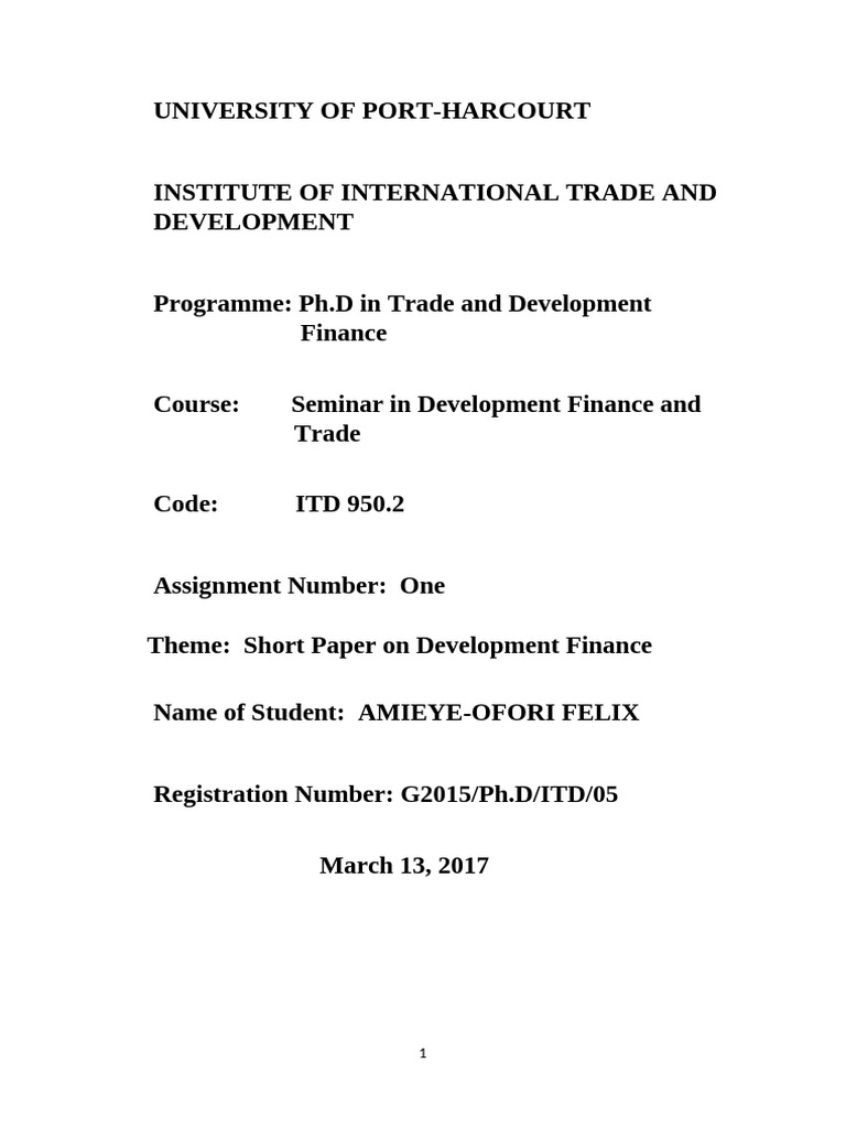 paper on development finance 2 final | PDF | Official Development ...