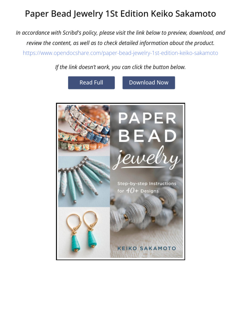 Paper Bead Jewelry 1st Edition Keiko Sakamoto | PDF | Necklace | Bracelet