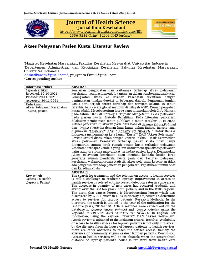 Akses Pelayanan Kesehatan Pasien Kusta | PDF