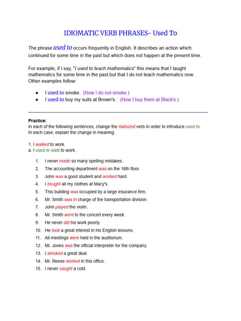 Understanding "Used To" in English | PDF