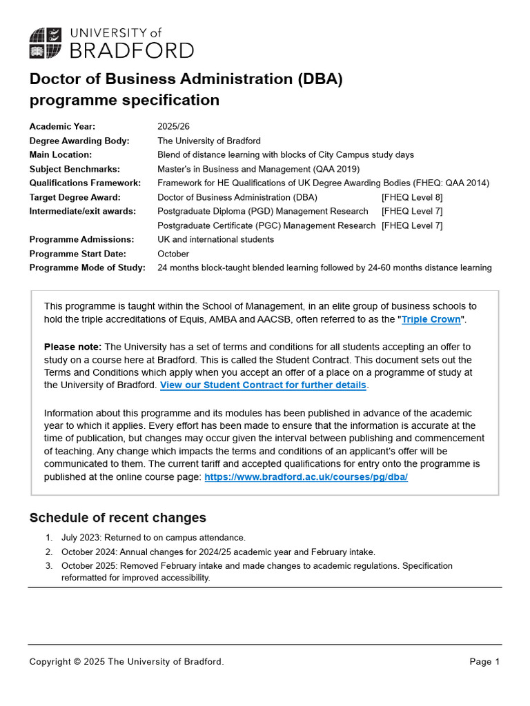 DBA Doctor of Business Administration 2526 | PDF | Thesis | Doctorate