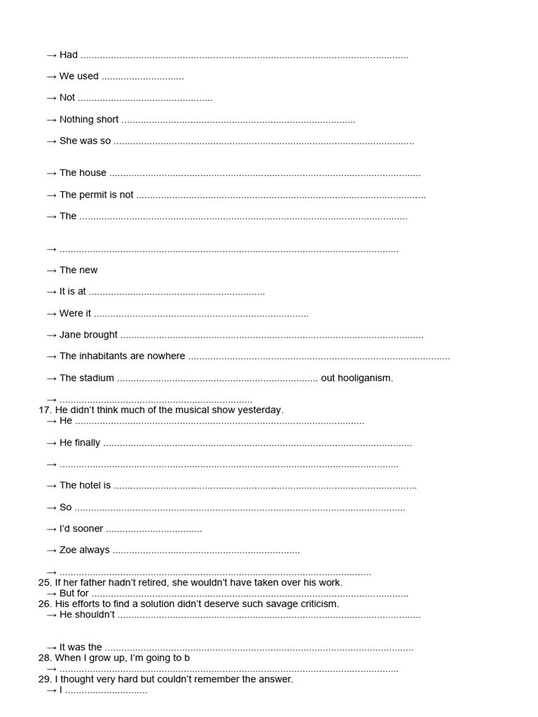 Sentence Transformation Exercises | PDF