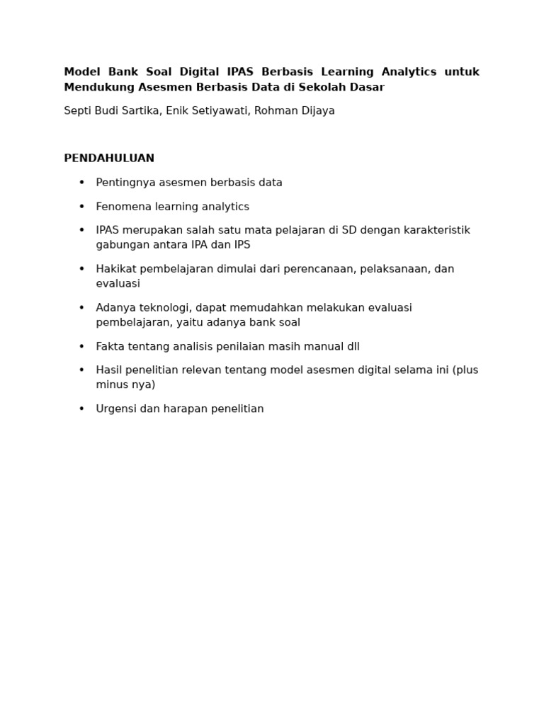 Model Bank Soal Digital untuk SD | PDF
