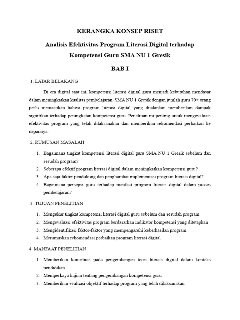 Kerangka Konsep Analisis Efektivitas Program Literasi Digital Terhadap ...