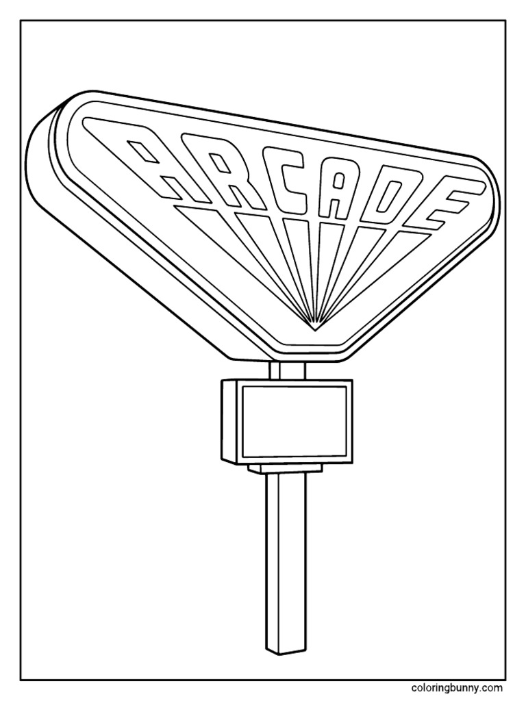 Stranger Things Palace Arcade Sign Post Coloring Page | PDF