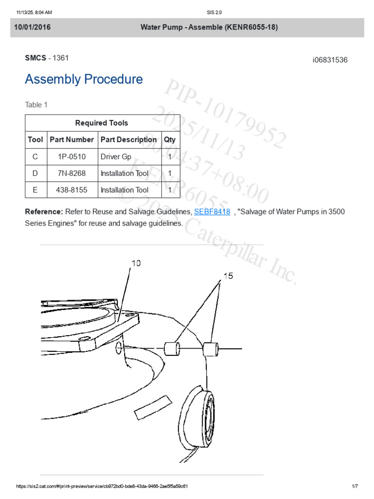 Water Pump Assembly Guide for KENR6055 | PDF