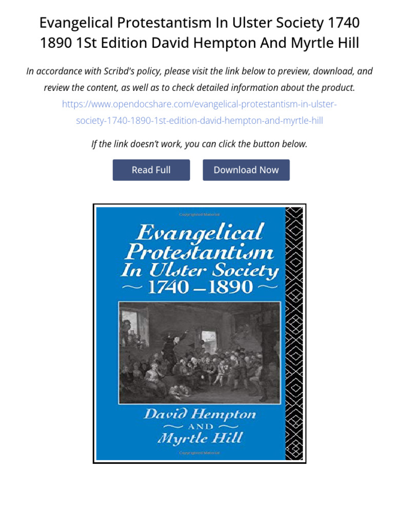 Evangelical Protestantism in Ulster Society 1740 1890 1st Edition David ...