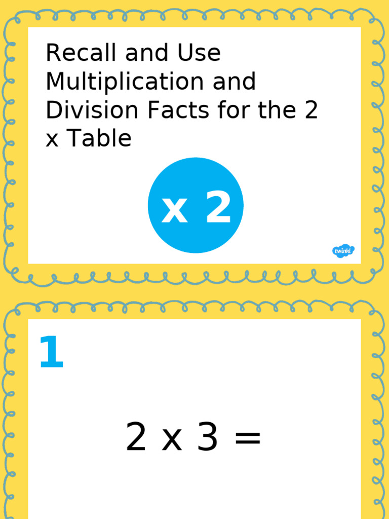 T N 2094 Multiplication and Division Facts for the 2 Times Table ...