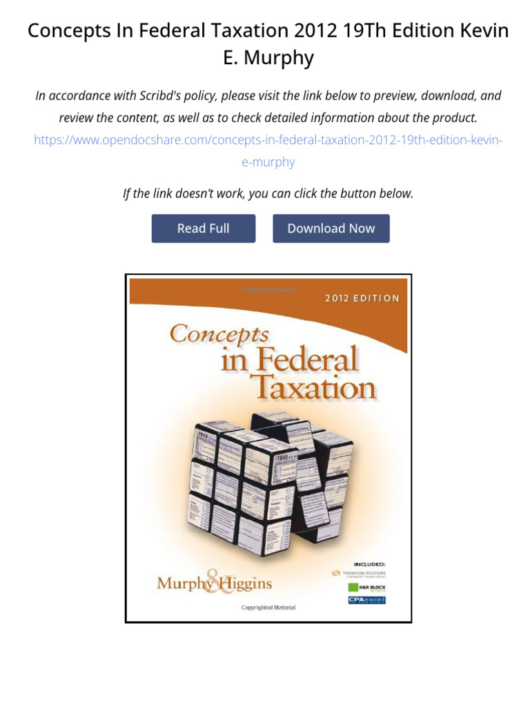 Concepts in Federal Taxation 2012 19th Edition Kevin E. Murphy full ...