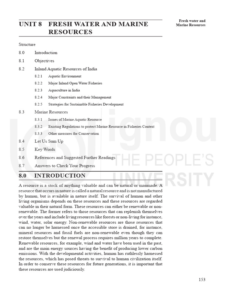 Freshwater and Marine Resources in India | PDF | Lake | Water