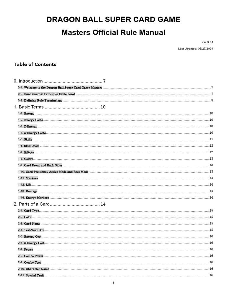 Dbs Masters Official Rule Manual v3.01 | PDF | Numbers
