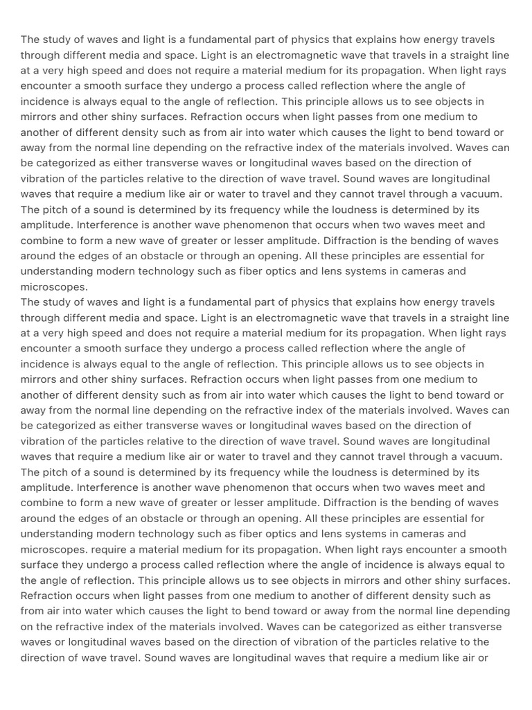 Understanding Waves and Light Principles | PDF | Waves | Transmission ...