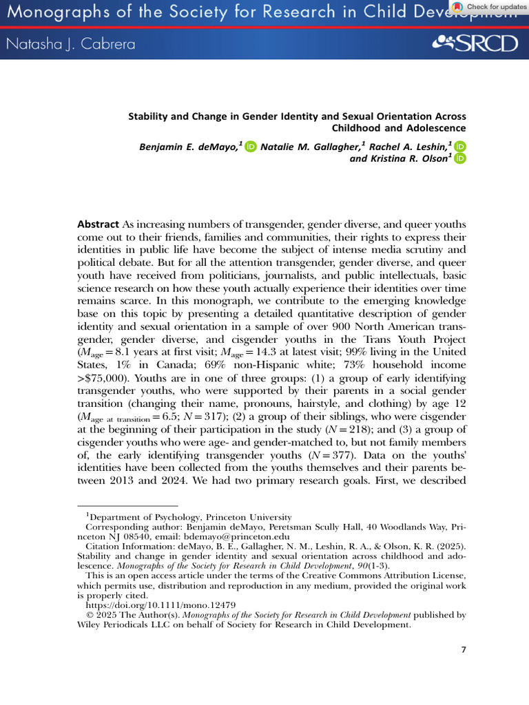 Change in Gender Identity and Sexual Orientation Across | PDF ...