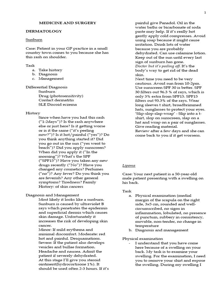 Sunburn and Skin Lesions Diagnosis Guide | PDF | Melanoma | Skin Cancer