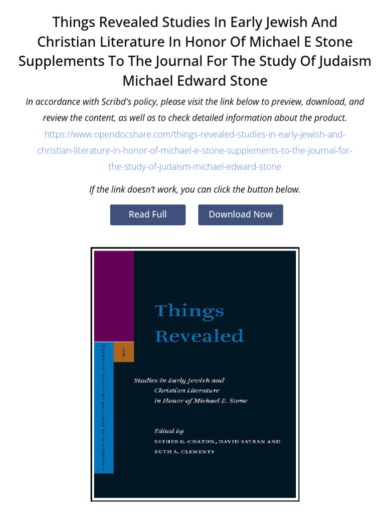 Things Revealed Studies in Early Jewish and Christian Literature in ...