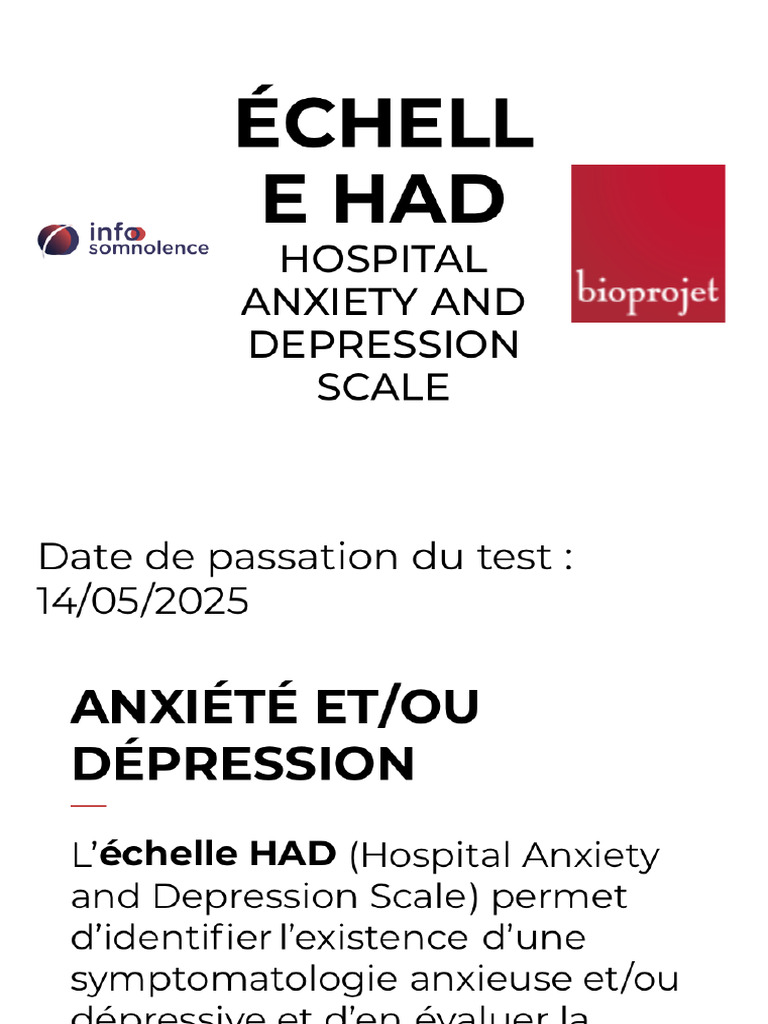 Échelle Had - Hospital Anxiety and Depression Scale | PDF