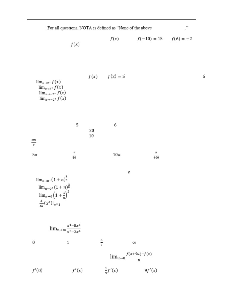 8425 T_calc Indiv Test (1) | PDF | Derivative | Function (Mathematics)