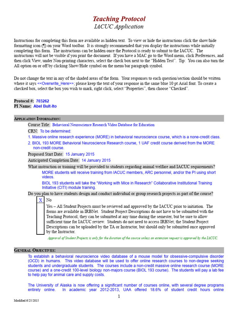 Behavioral Neuroscience Teaching Protocol | PDF | Mouse | Obsessive ...