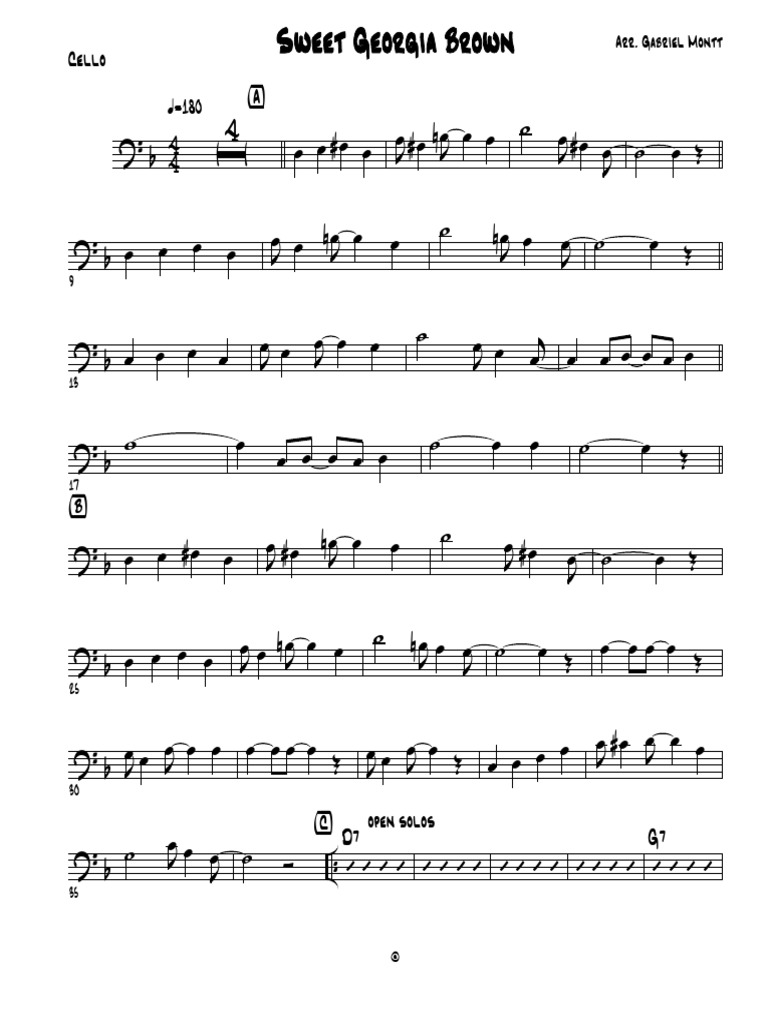 Sweet Georgia Brown - Version 2 para Cello - Cello | PDF
