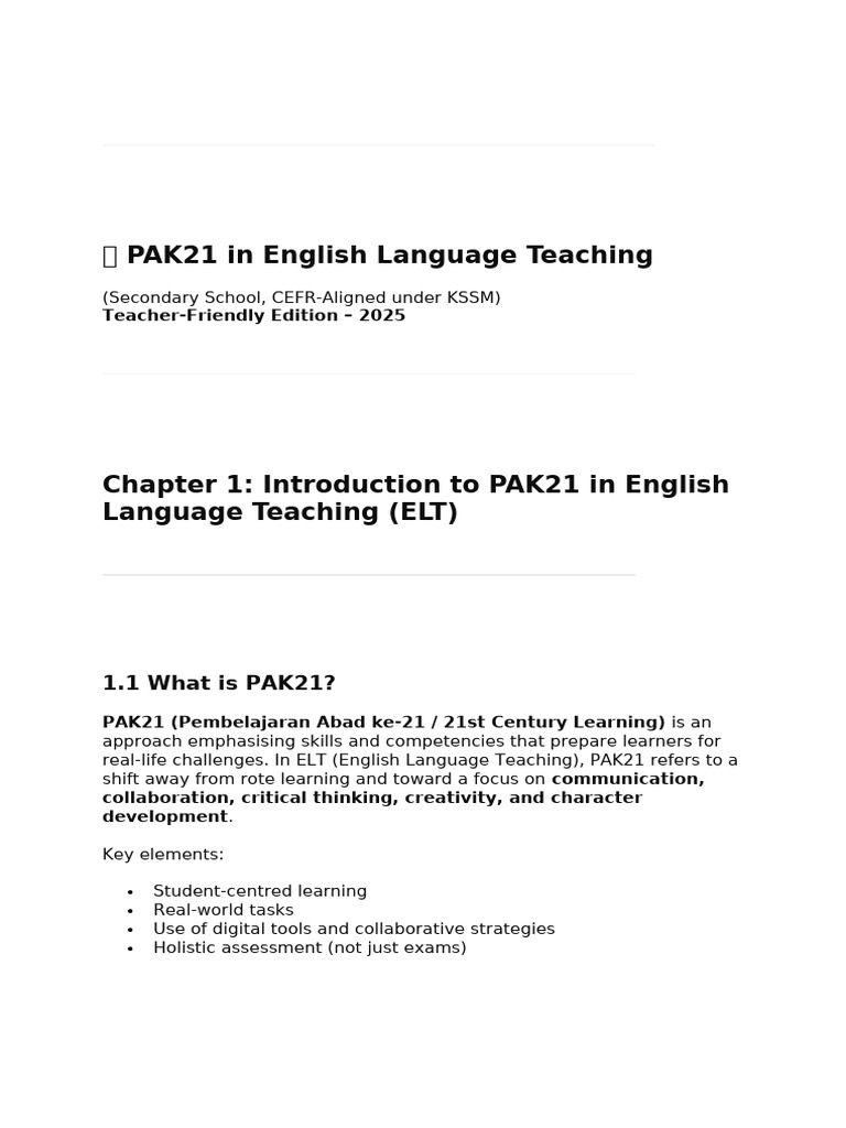 ? PAK21 in English Language Teaching | PDF | Educational Assessment ...