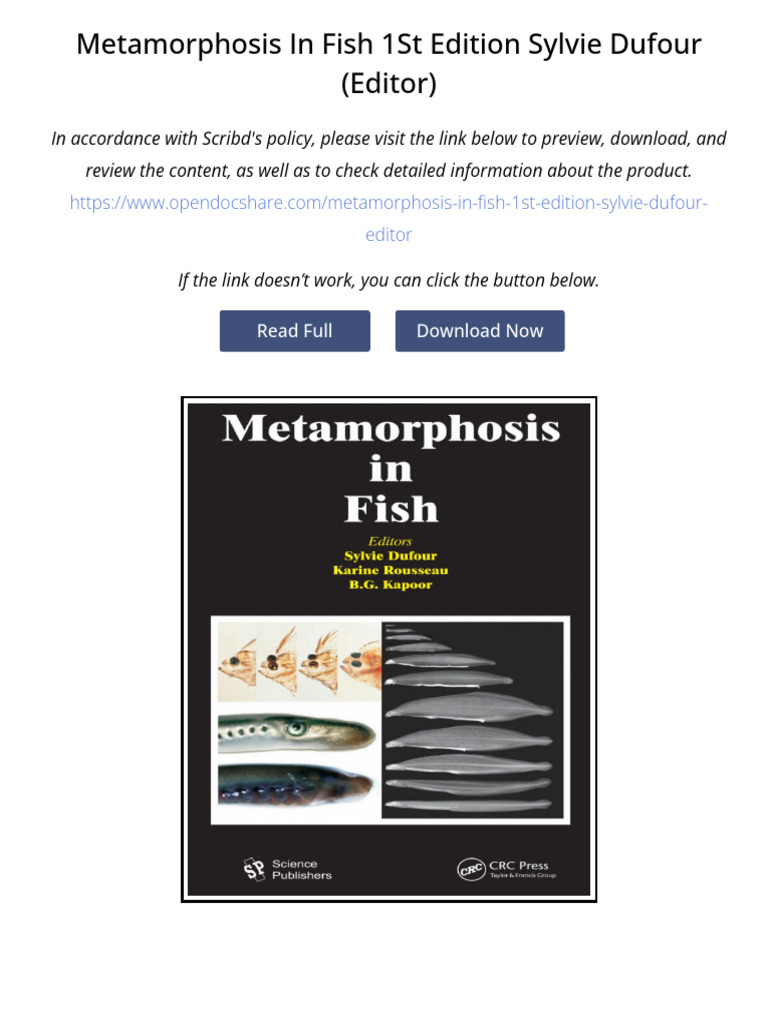 Metamorphosis in Fish 1st Edition Sylvie Dufour (Editor) Full | PDF ...