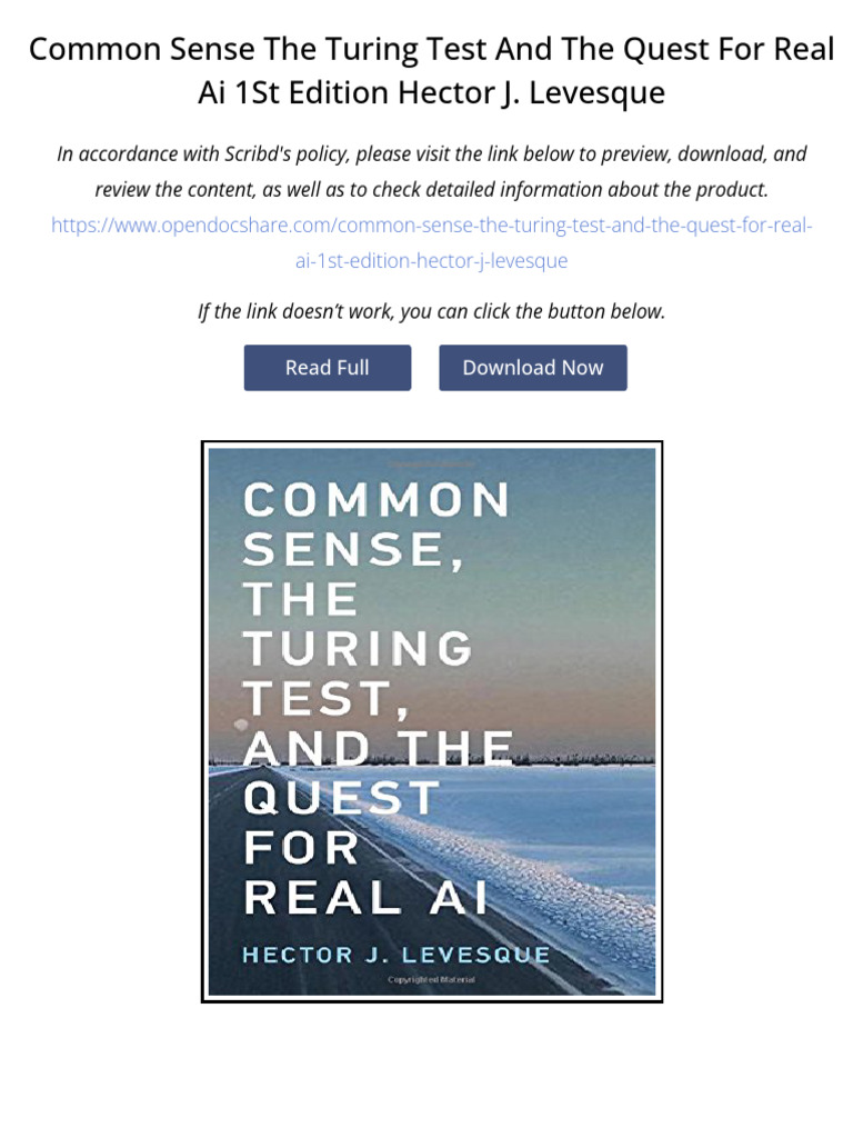 Common Sense the Turing Test and the Quest for Real AI 1st Edition ...
