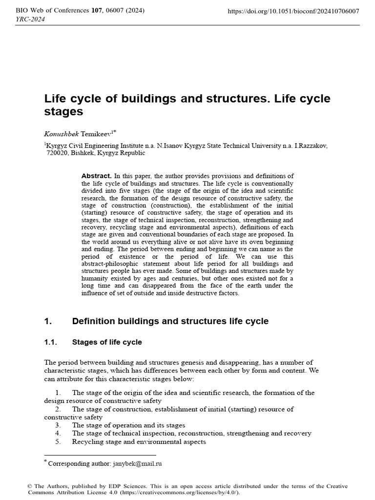 Life Cycle of Buildings and Structures Life Cycle | PDF | Strength Of ...
