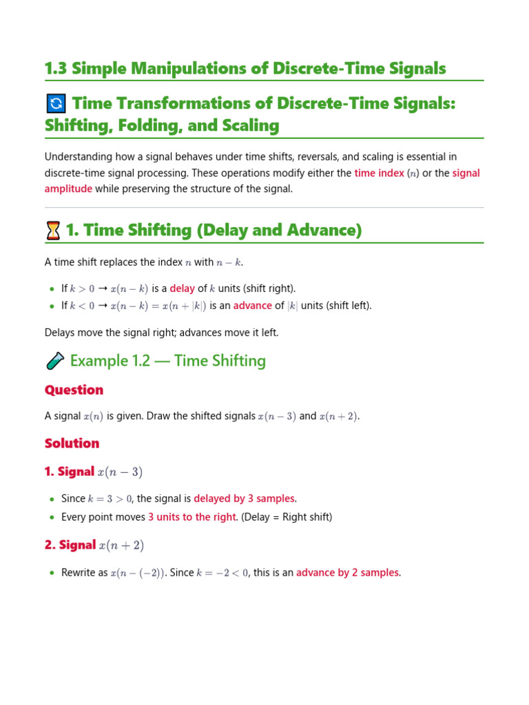 Discrete-Time Signal Manipulations | PDF | Discrete Time And Continuous ...