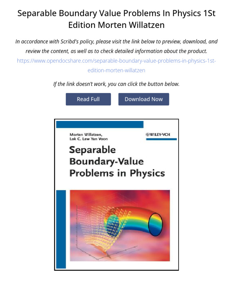 Separable Boundary Value Problems in Physics 1st Edition Morten ...