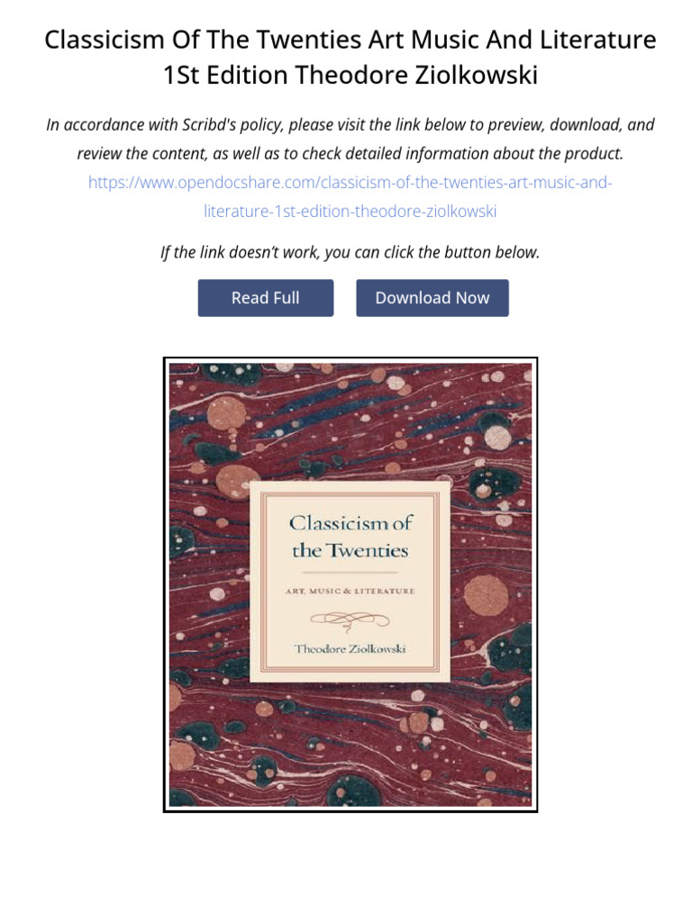 Classicism of the twenties art music and literature 1st Edition ...