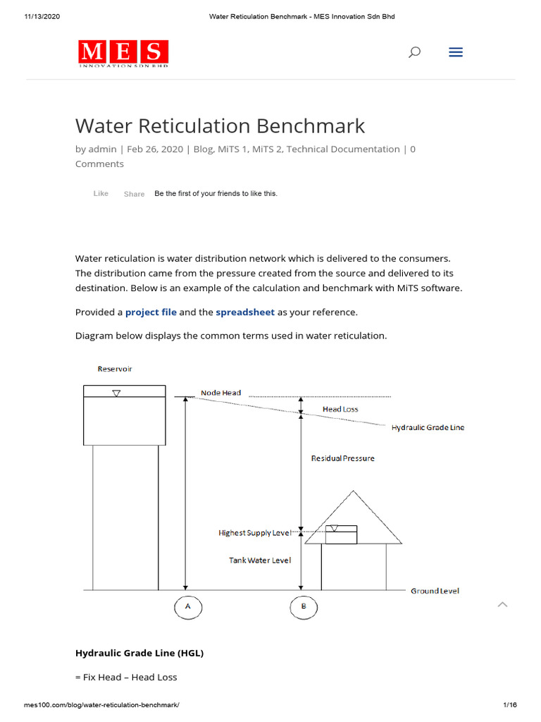 Water Reticulation Benchmark - MES Innovation Sdn Bhd | PDF | Chemical ...