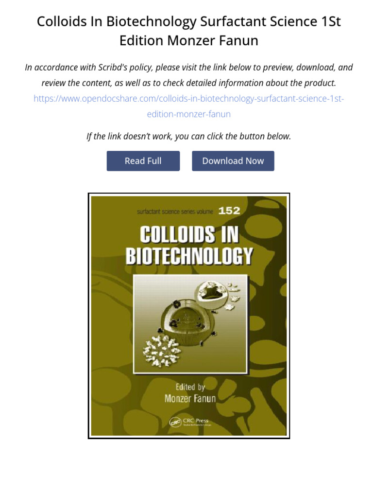 Colloids in Biotechnology Surfactant Science 1st Edition Monzer Fanun ...