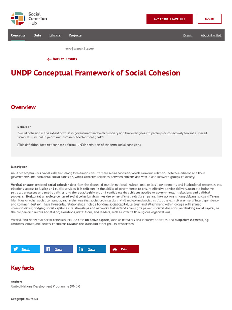 Undp Concept On Social Cohesion | PDF