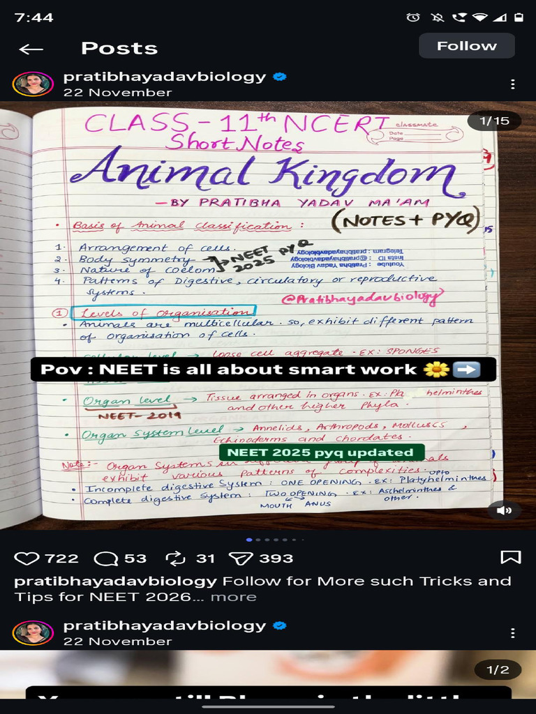 Animal Kingdom Hand Written Notes Neet | PDF
