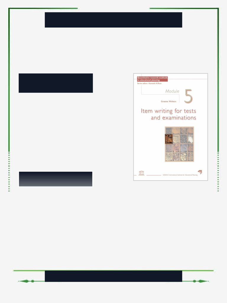 Item Writing for Tests and Examinations Module 5 1st Edition Graeme ...