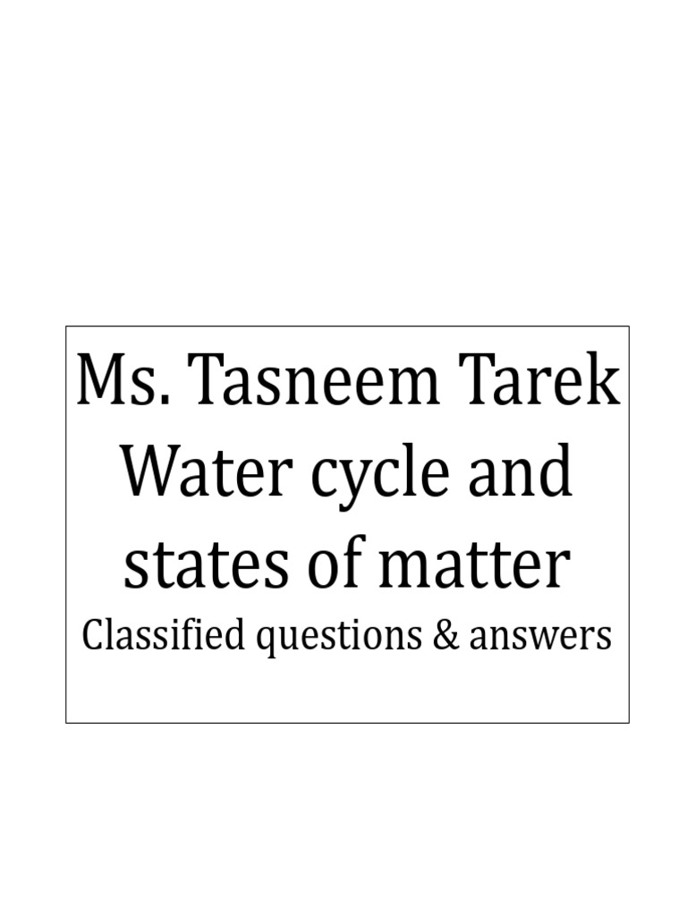 Water Cycle and States of Matter Q&A | PDF