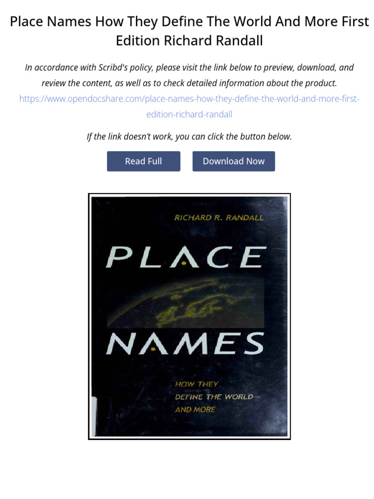 Place Names How They Define The World And More First Edition Richard ...