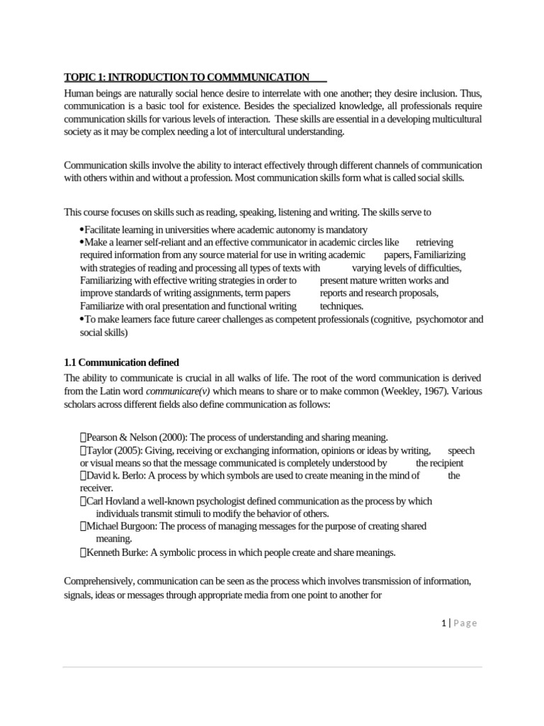 Introduction to Communication Skills | PDF | Communication | Nonverbal ...