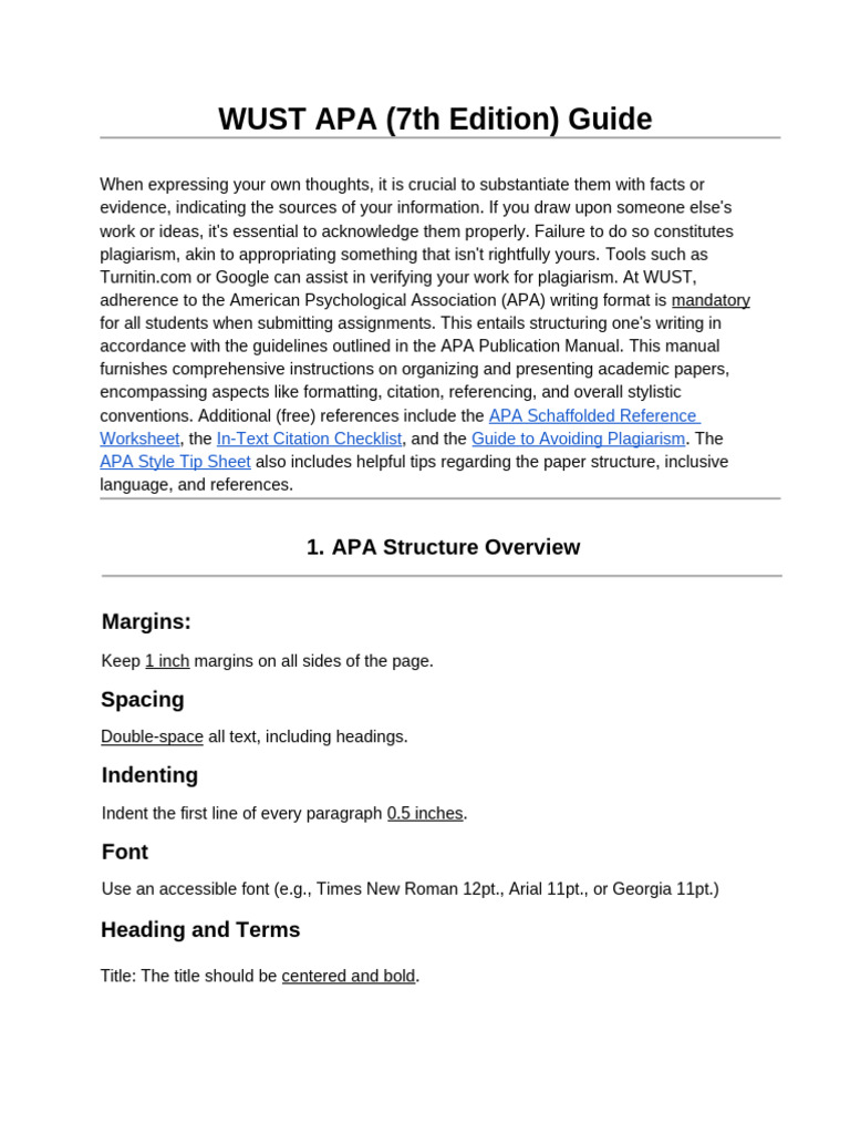 WUST APA 7th Edition Formatting Guide | PDF | Apa Style | Plagiarism