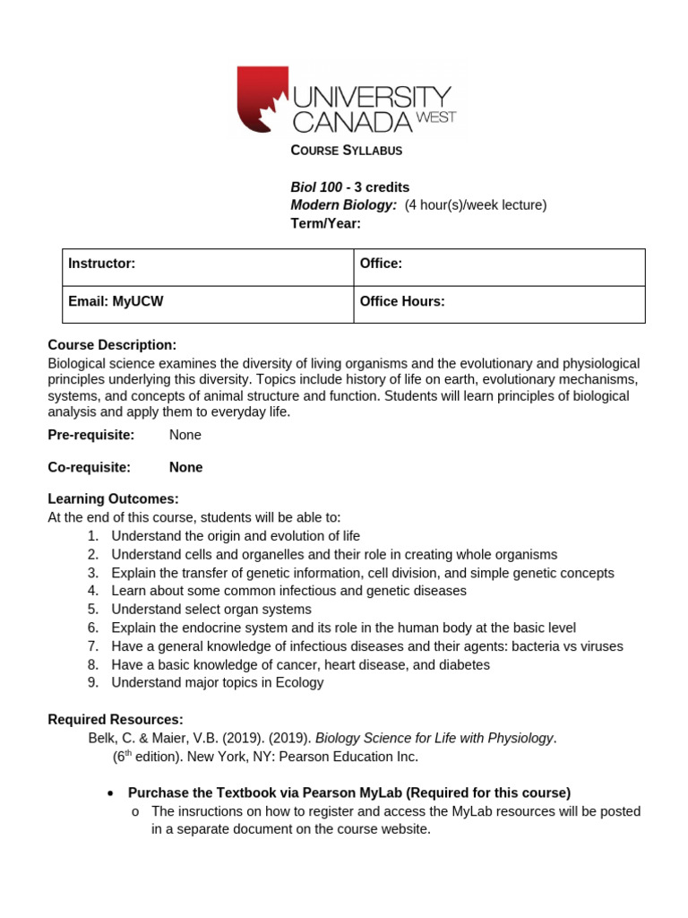 BIOL 100 Syllabus New Version LOAD | PDF | Academic Dishonesty | Biology
