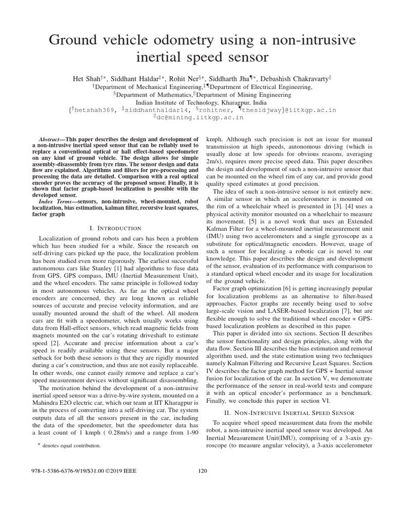 Non-Intrusive Inertial Speed Sensor Design | PDF | Inertial Navigation ...