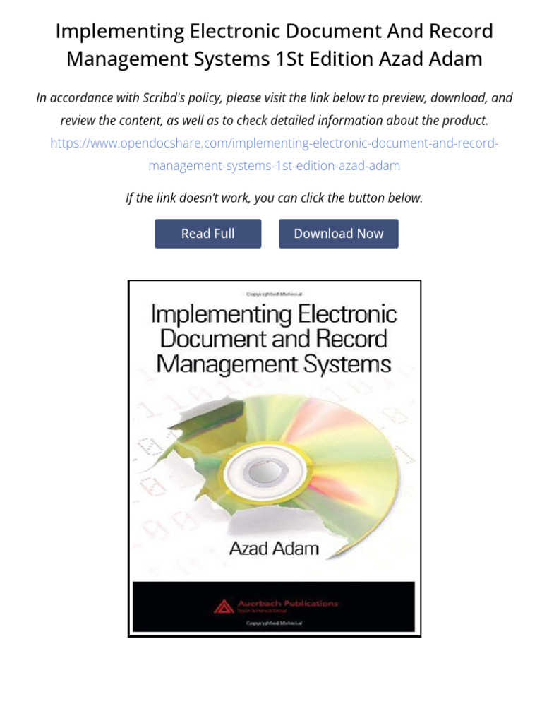 Implementing electronic document and record management systems 1st ...