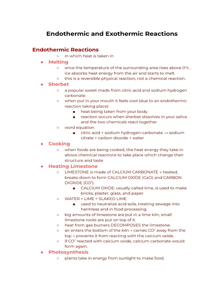 21. Endothermic and Exothermic Reactions | PDF | Combustion | Oxide