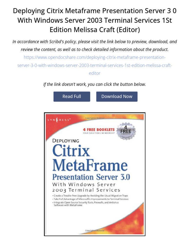 Deploying Citrix MetaFrame Presentation Server 3 0 with Windows Server ...