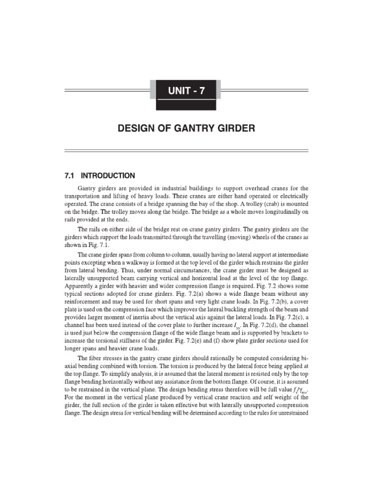 Module-7_Design of Gantry Girder | PDF