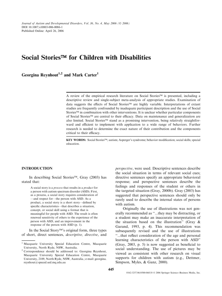 Social Stories for Autism Support | PDF | Autism | Cognitive Science